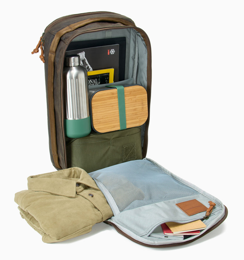 Evergoods Civic Panel Loader Laptop Backpack 24L - Waxed Canvas ...